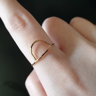 Arc Ring Half Circle Ring Gold Filled Ring Dainty Ring - Etsy