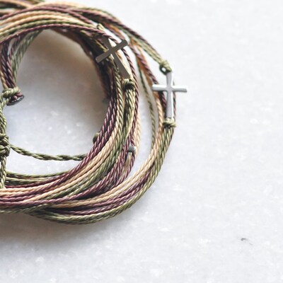 Multi-string Christian Cross Bracelet Waterproof & Adjustable Wax ...