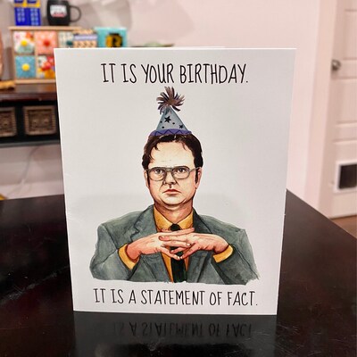 Funny Dwight Office Birthday Card, Nerdy Birthday Greeting Card, Friend ...