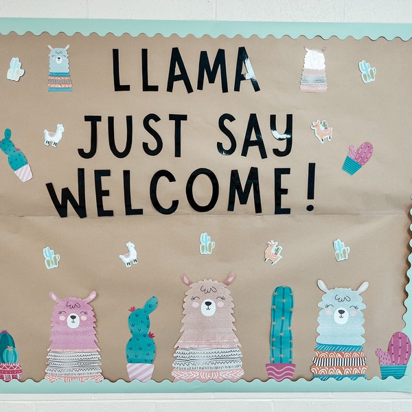 Llama Back to Shcool Bulletin Board Kit Spring Summer Classroom Decor ...