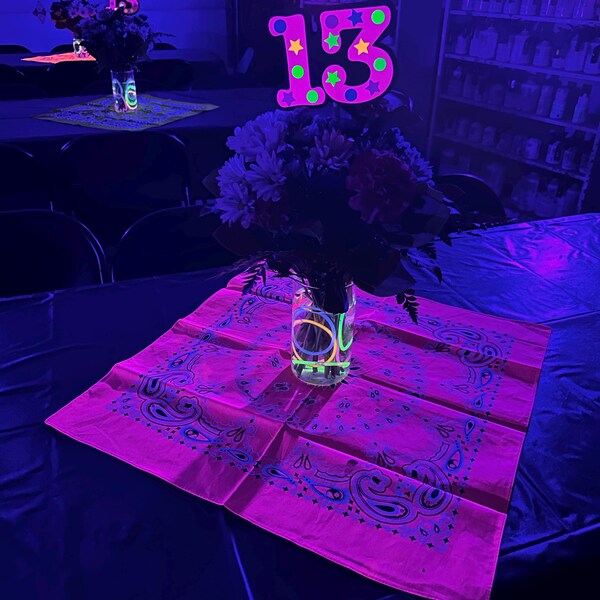 Fluorescent Neon Birthday Banner, Glow Party Sign, Retro 80s Birthday ...