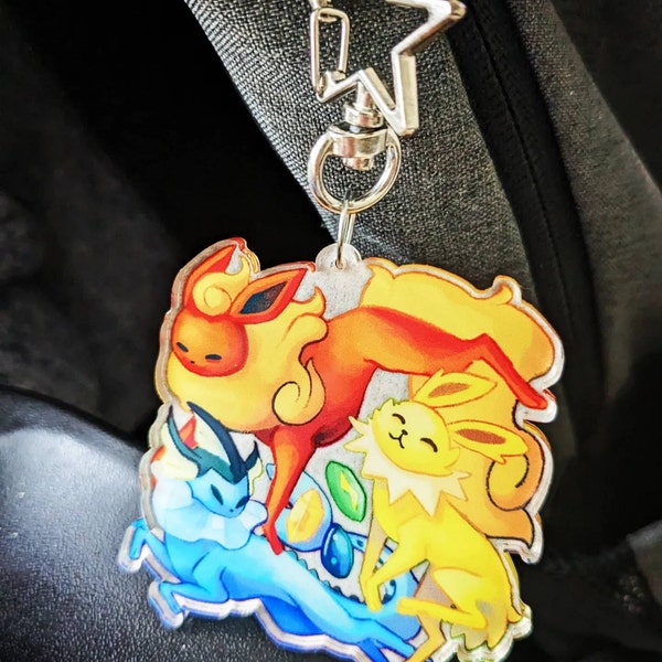 Acrylic Pokemon Eeveelution Charm Bouble Sided / 2,5 Inch / Jolteon, Flareon, Vaporeon ,umbreon ...