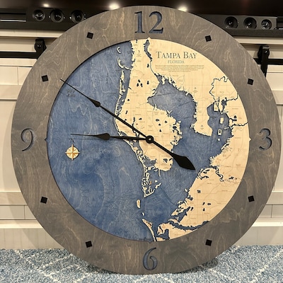 Manatee River Nautical Depth Map Wall Art Topographic 3D Wood - Etsy