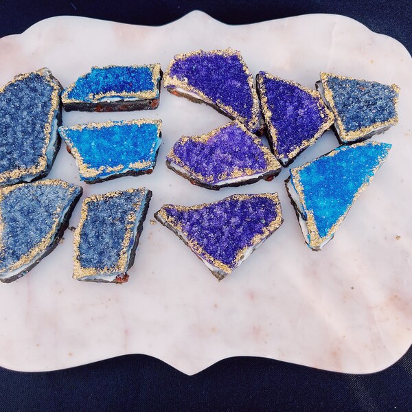 Crystal Geode Rock Cookie Gold Edged Gem Sugar Rock Candy Gemstones ...