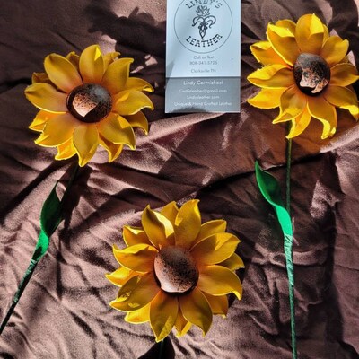 Leather Sunflower Long Stem - Etsy