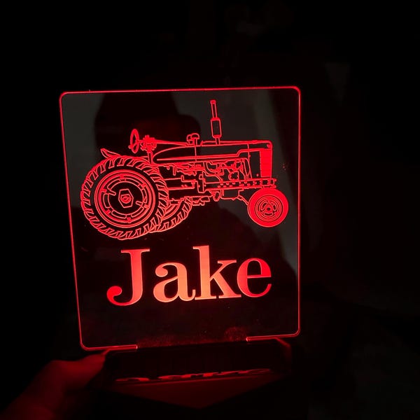Personalized Tractor Solar Light, Grave Marker, Memorial Plaque, Garden ...
