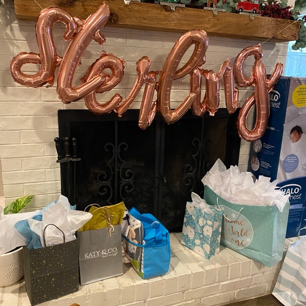 Custom Script Balloon Banner | Foil Letter Balloon Garland, Party Decor ...