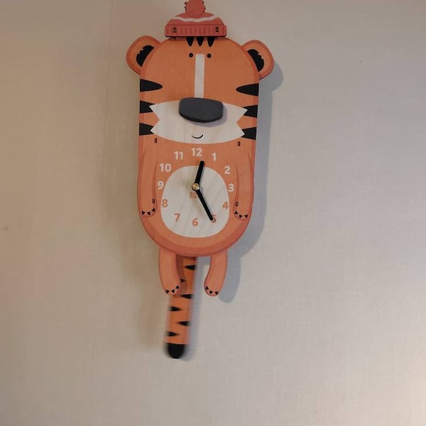 Tiger Pendulum Clock | Jungle Safari Nursery Decor | Jungle Animals ...