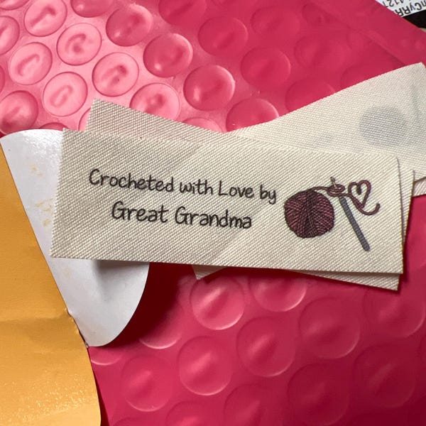 Handmade Labels for Crocheted Items - Small Organic Cotton Tags ...