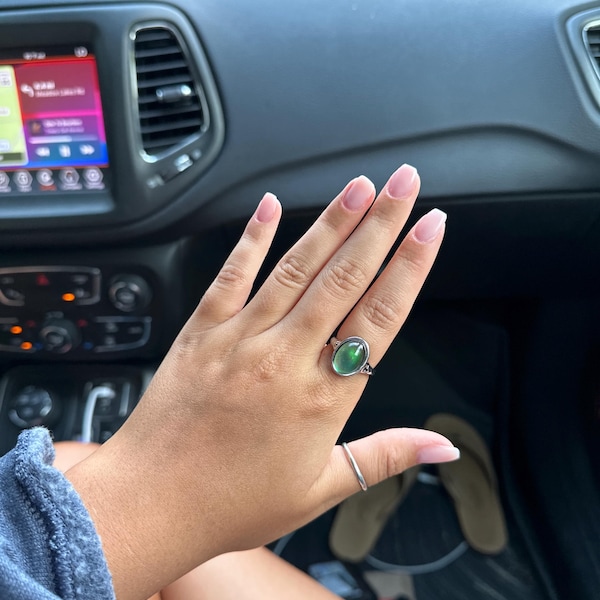 Adult Mood Ring, Silver Plated Color Changing Mood Ring, Size 7 8 9 10 ...