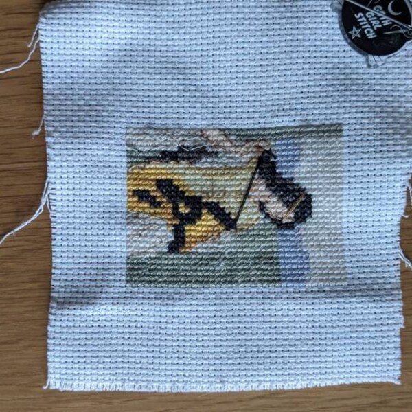 Tiny "stitching the Standard" by Edmund Blair Leighton, Mini Cross ...