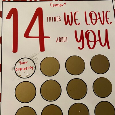 Valentine Scratch off Print 14 Things I Love About You Valentine's Day ...