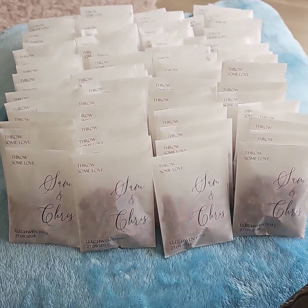 Wedding Confetti Bags - 100% Biodegradable Glassine Bags - Personalised ...