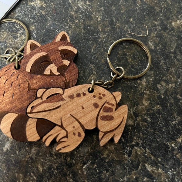 Raccoon and Frog Couple Keychains - Friendship or Relationship Matching ...