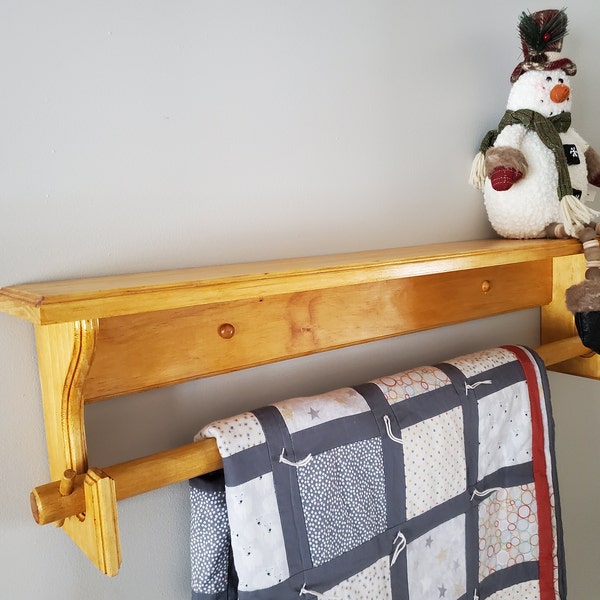 Handcrafted Wooden Quilt Rack / Wall Mounted Wooden Quilt Rack ...