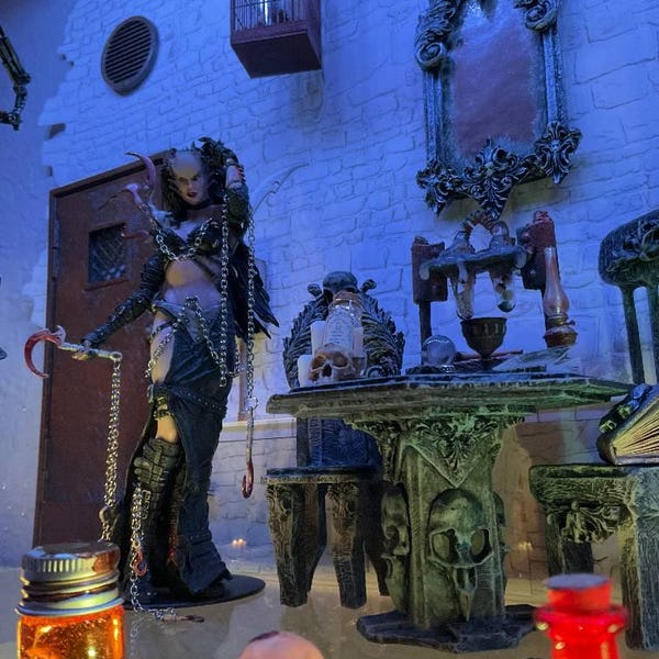 Haunted Dollhouse Table Miniature Items for Halloween Handmade Gothic ...