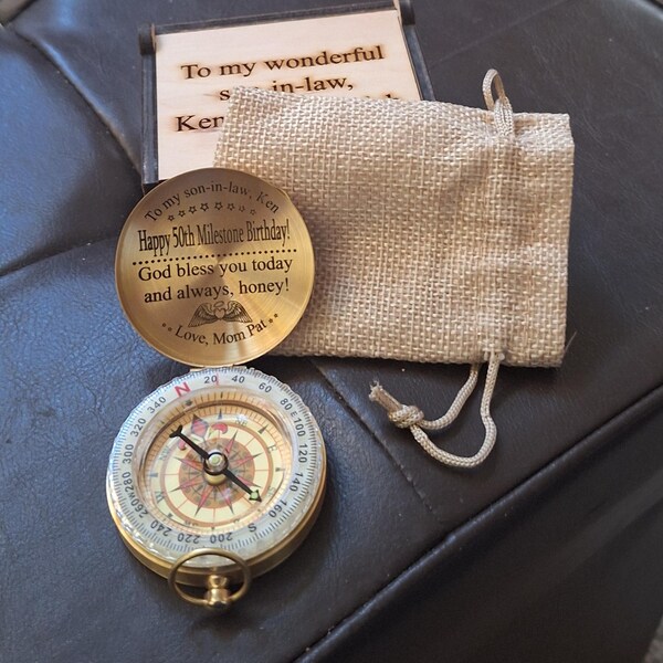 Customized Grandson Name Engraved Compass Gift From Grandma Grandpa ...