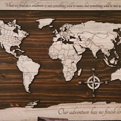 Adventure Decor World Map Travel Art World Map With Country - Etsy