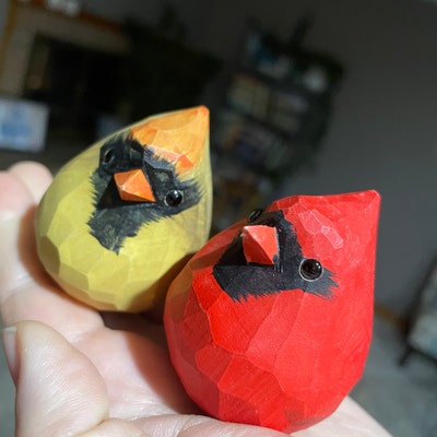 Handmade Cardinal Wood Carving Bird Figurine Cardinals Wood Cardinal ...