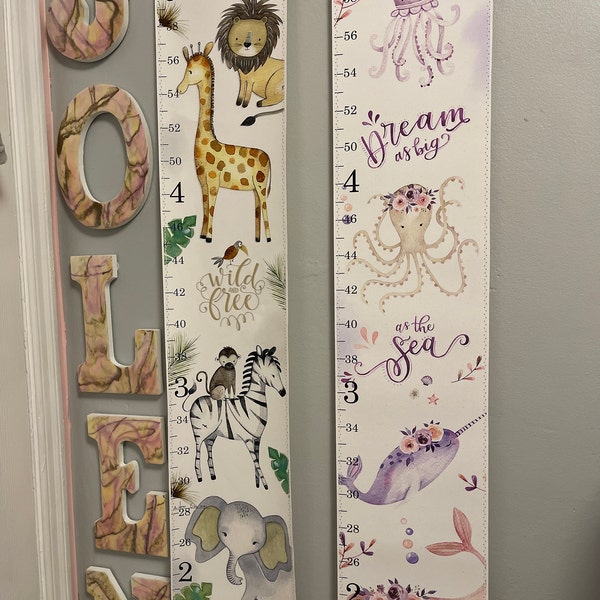 Canvas Growth Chart, Whale Growth Chart, Under the Sea Growth Chart ...