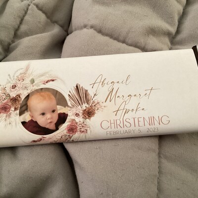 Blue Baptism Chip Bag Template, Editable Blue Gold Baptism Christening ...