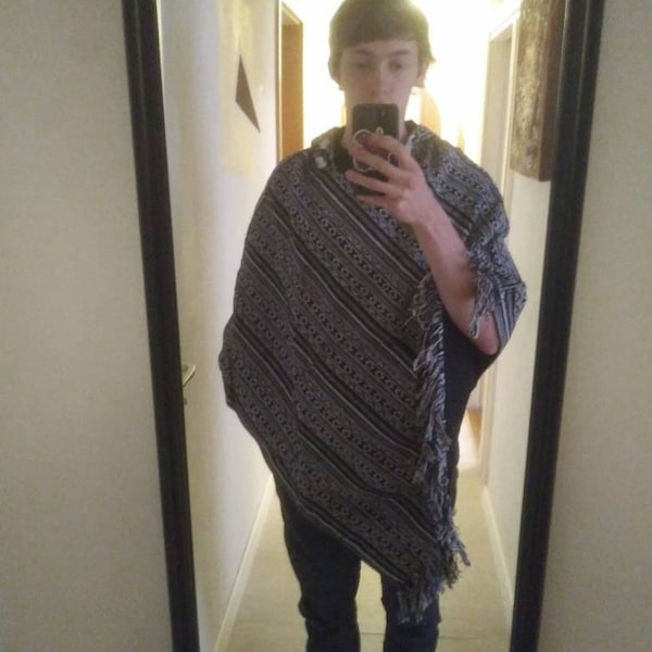 Virblatt Unique Hemp Reversible Baja Poncho Baja Hoodie Poncho For Men Abajo Hemp Etsy