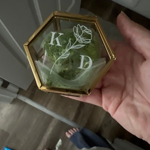 Hexagon Glass Ring Box With Moss Gold or Rose Gold - Etsy