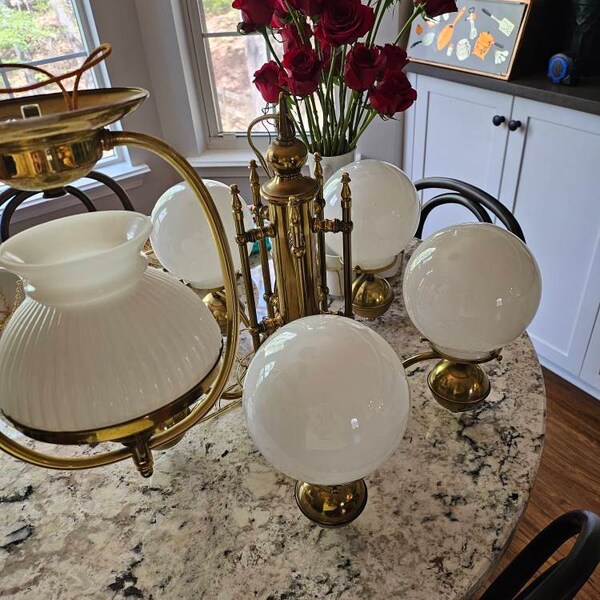 XL 1950s Mid Century Modern Lightolier UFO Chandelier Vintage Atomic ...