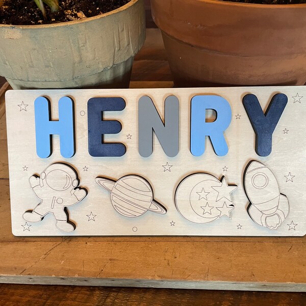 Laser Cut File Space Name Puzzle SVG Glowforge Digital Download, Kids Name Puzzle, Name Puzzle ...