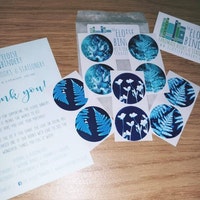 Blue Botanical Cyanotype Stickers Pack of 10 or 20 Round Glossy Labels ...