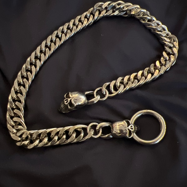 Skull Clasp Steel Chunky Chain Choker: Goth Punk Heavy Metal Viking ...