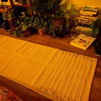 Handmade Natural and White Diamond Pattern Rug & Carpet Organic Coastal ...