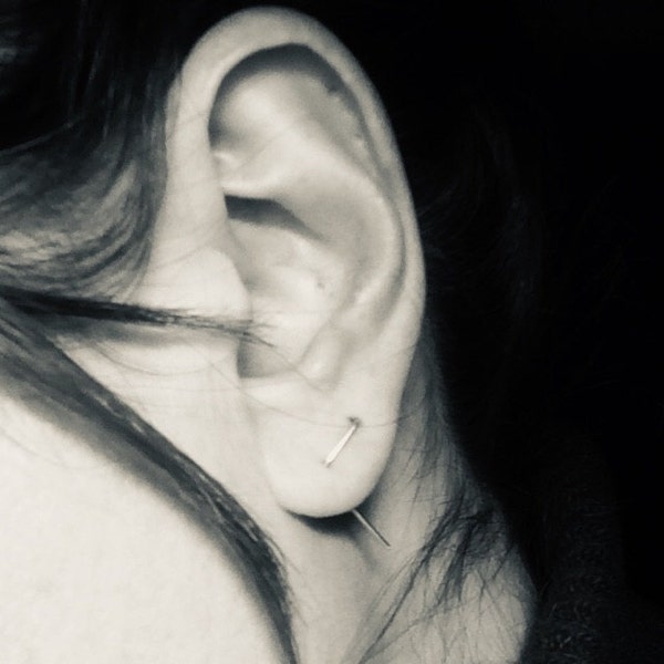 Short Double Piercing Threader Earrings - Gold Filled Earrings, Gold ...