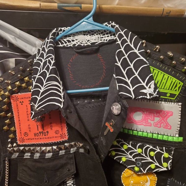 Spider Web Collar Screen Printed Patch Horror Punk Black Metal Goth - Etsy