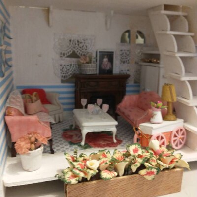 Dollhouse Miniature Light Pink Floral Rug 1:12 Scale - Etsy