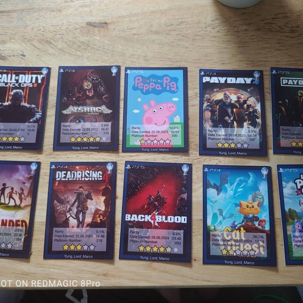 10 Personalised Platinum Trophy Cards - Etsy UK