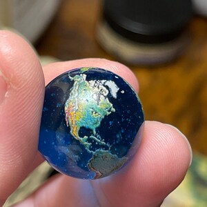 22mm Single Natural Earth Blue Glass Marble Artglass With Stand Hand ...