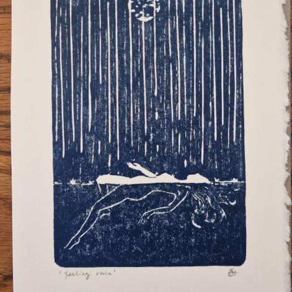 Underwater Garden Print, Linocut Print, Lino Art, Sea Themed Art Print ...