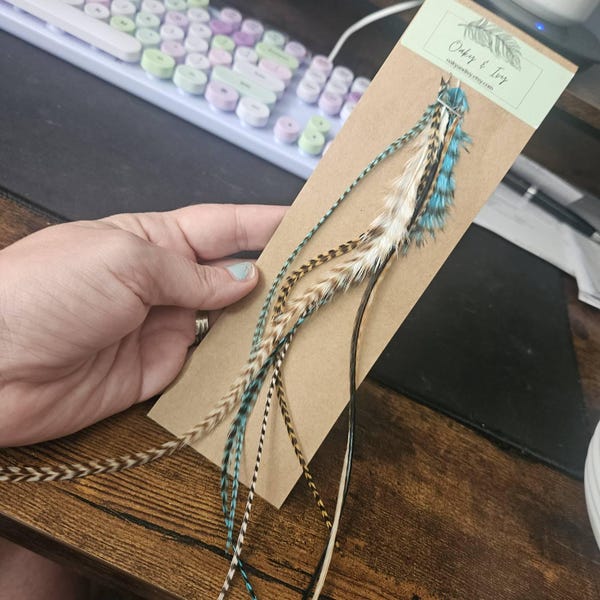 Feather Hair Extensions DIY Kit -10 Feathers + Beads + Tool/natural Mix ...