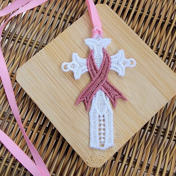 FSL Pink Ribbon Cross - Free Standing Lace Machine Embroidery Designs ...