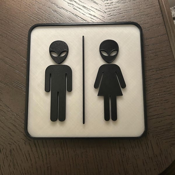 UFO Alien Bathroom Sign Glow in the Dark - Etsy