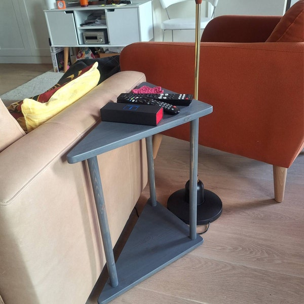 Triangular Side Coffee Table, Corner End Table, Minimalist Sofa Table, Hardwood Couch Table ...