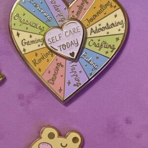 Beautiful Hard Enamel Spinning Heart Pin With a Self Care Message ...