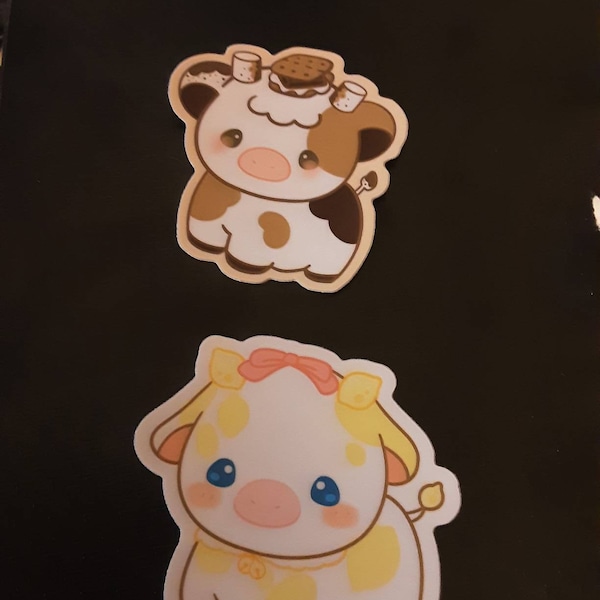 Ice Cream Cow Sticker Set Ver 2, Cute Cow Sticker Bundle, Rainbow Cow ...