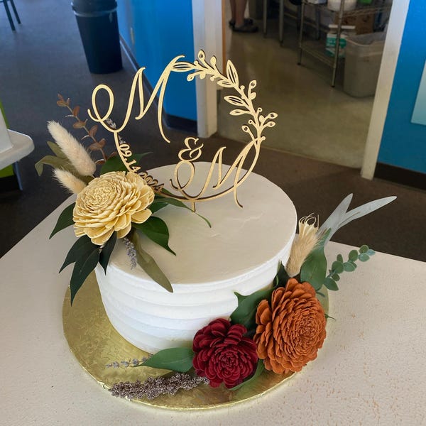 Custom Initial Wedding Cake Toppers, Gold Cake Topper for Wedding ...