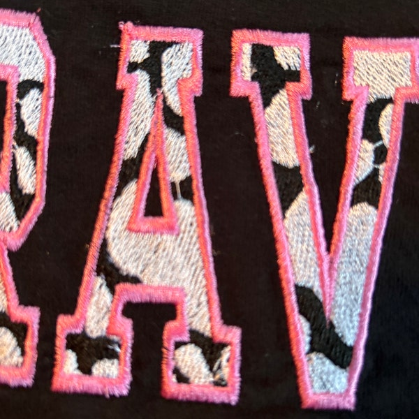 Cow Print Block Font Fill Stitch Alphabet Letters Machine Embroidery ...
