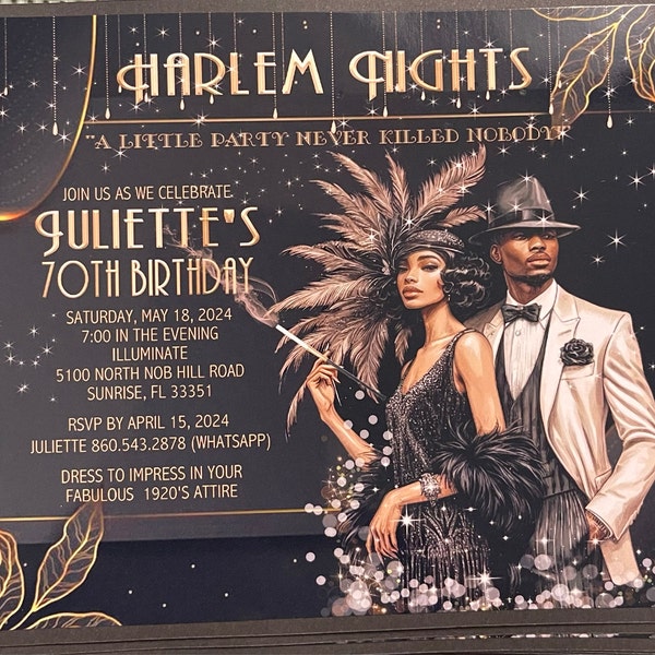 15 FABULOUS Harlem Nights Art Deco Birthday / Event Invitation (digital ...