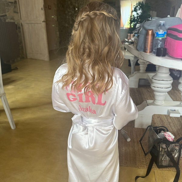 Flower Girl Robe - Flower Girl Robes - Satin Flower Girl Robe - Flower ...