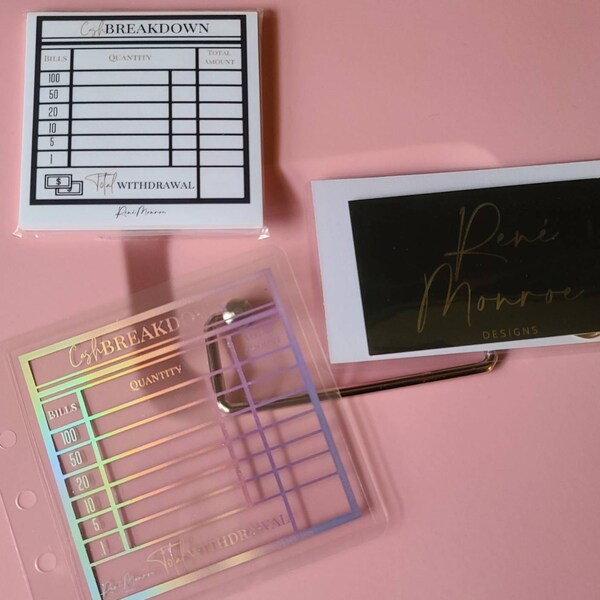 FOILED Mercury Glass Cash Envelope Set Set of 5 Cash Envelopes Sinking ...