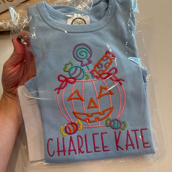 Kids Halloween Bucket Shirt / Personalized Embroidered Tee / Girls Boys ...